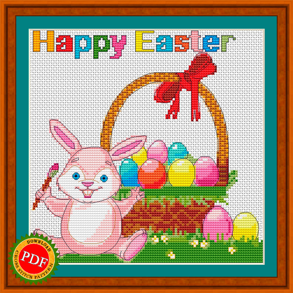 Happy Easter cross stitch pattern