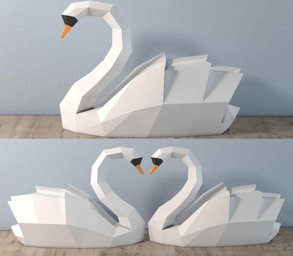 Swan papercraft DIY PDF template 3d sculpture