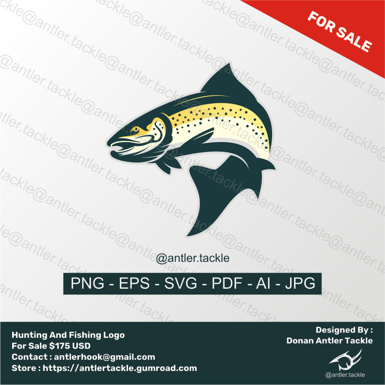Salmon Trout Fish Hook Fishing Logo Designed By Donan Antler Tackle