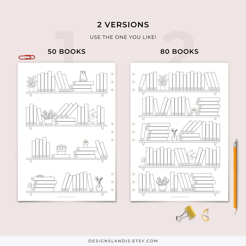 Bookshelf Reading Tracker | Printable Book Log, Reading List & Tracker ...