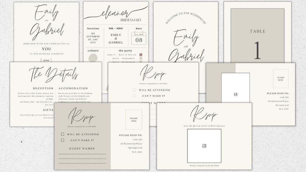 Emily Collection | Digital Template Bundle for Weddings