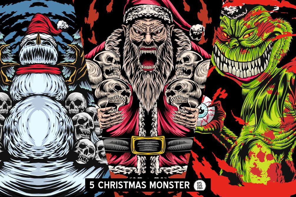Christmas Monster T-shirt Design Bundle