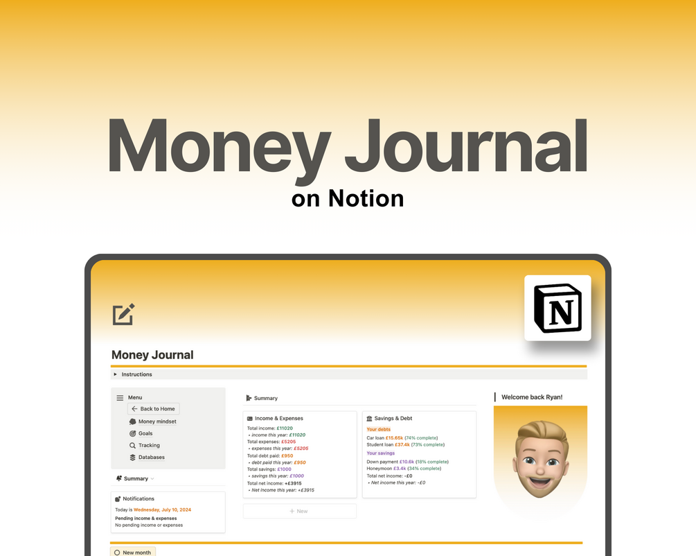 Money Journal & Monthly Budget on Notion