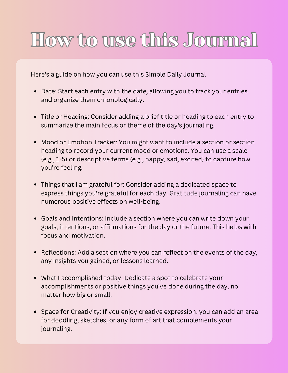 Beige Minimalist Printable Daily Journal