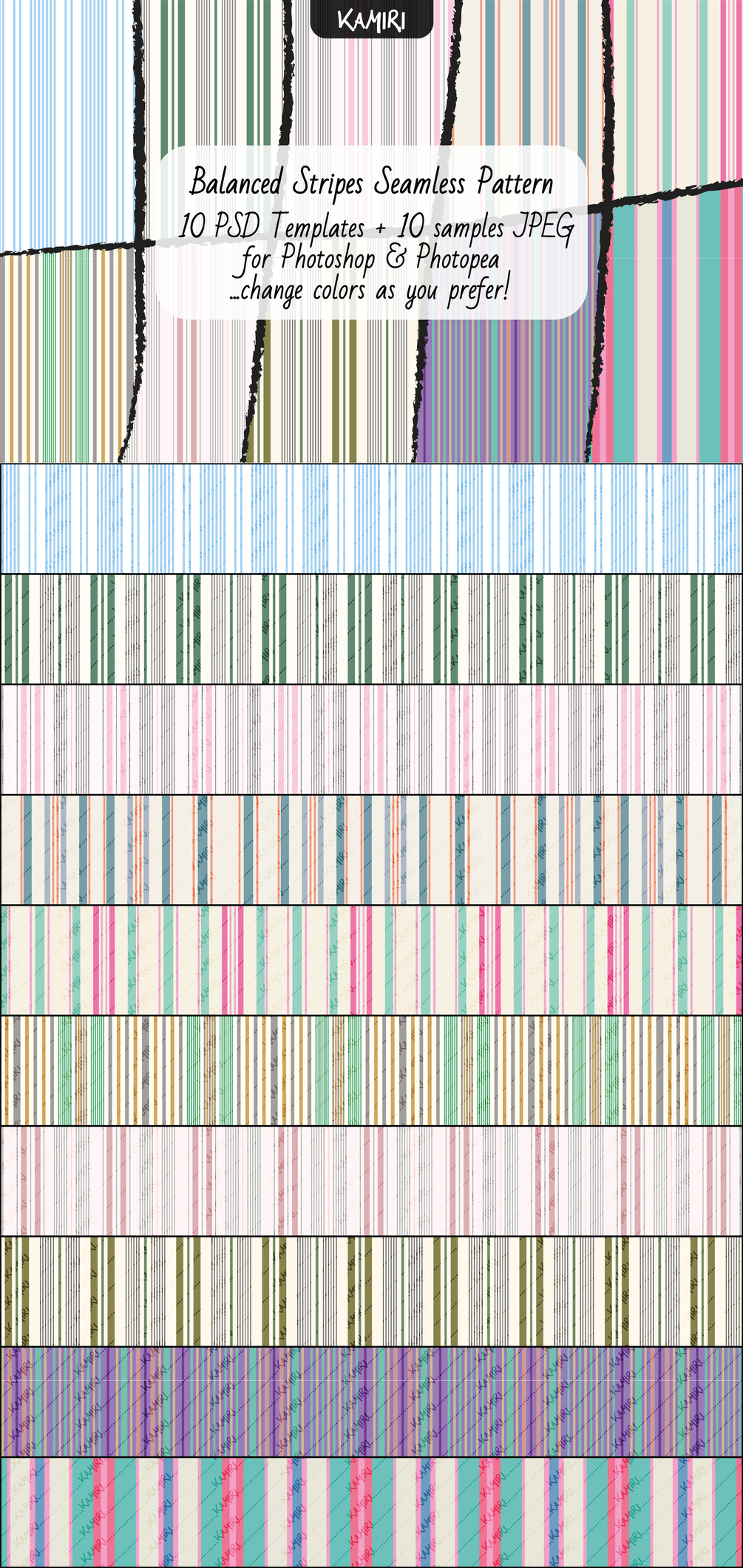 10 Balanced Stripes Seamless Pattern PSD Templates - colors ...