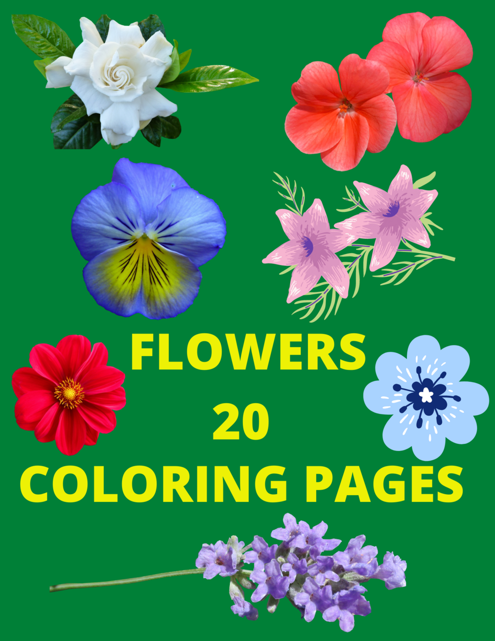FLOWERS 20 COLORING PAGES
