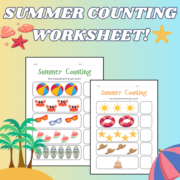 Summer Counting Worksheet for Kids! (Printable)