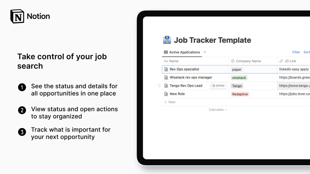 Notion Job Tracking Template