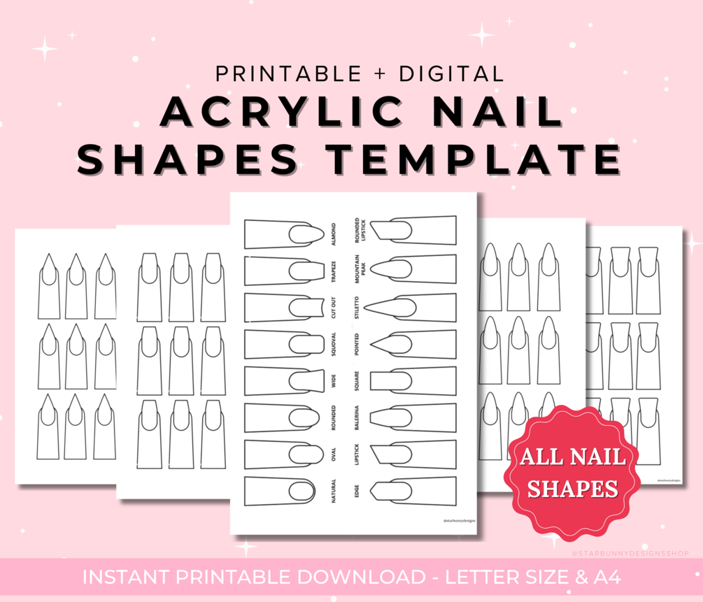 Acrylic Nail Shapes Template Sheets