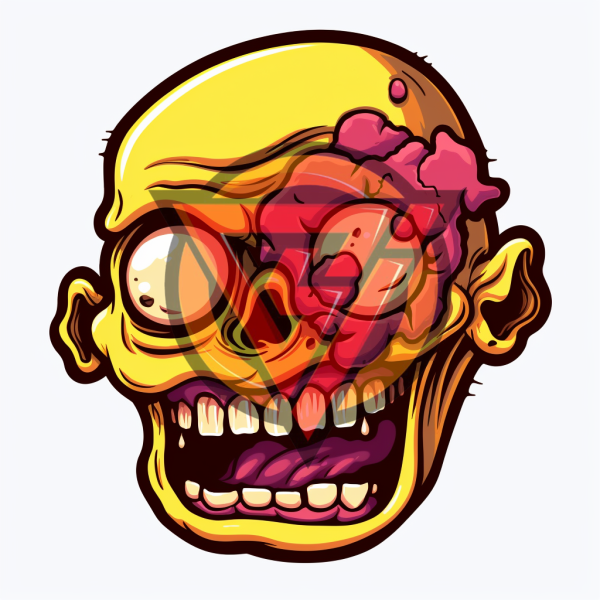 Brain Rot: Insane Zombie Skull Digital Art