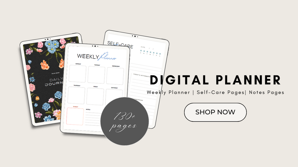 2024 Digital Planner: Weekly Planner, Self-Care, Lined Notes - 132 Pages