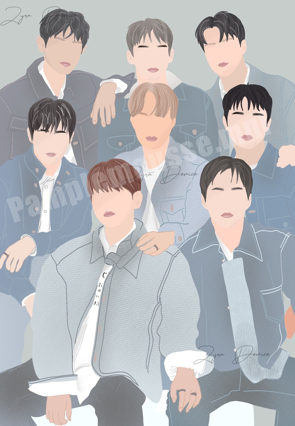 EXO line art vector art new jeans denim jacket 2023 reunion comeback japan