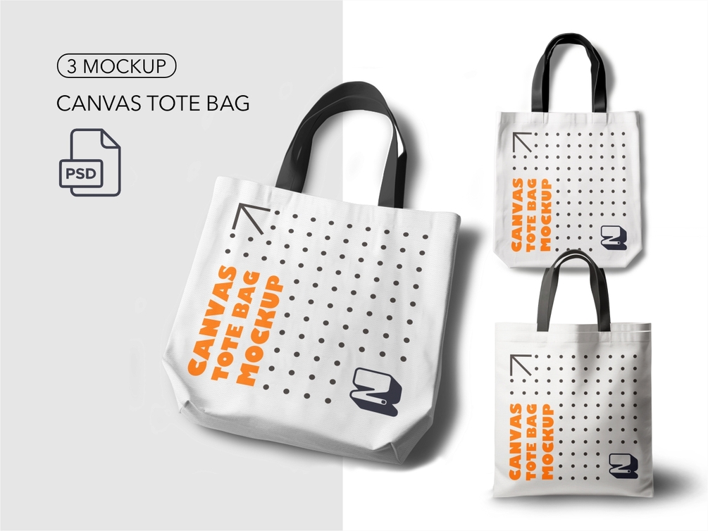 3 Canvas Tote bag Mockup