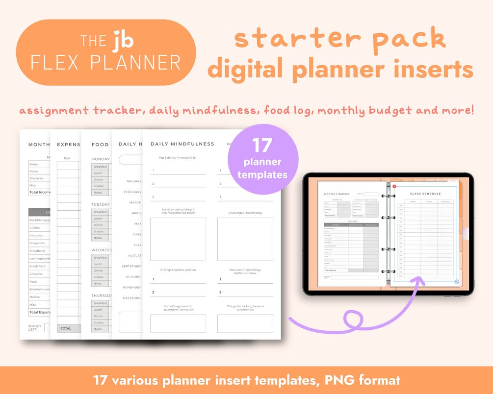 Digital Life Planner Inserts Template Pages Budget Planner Habit ...