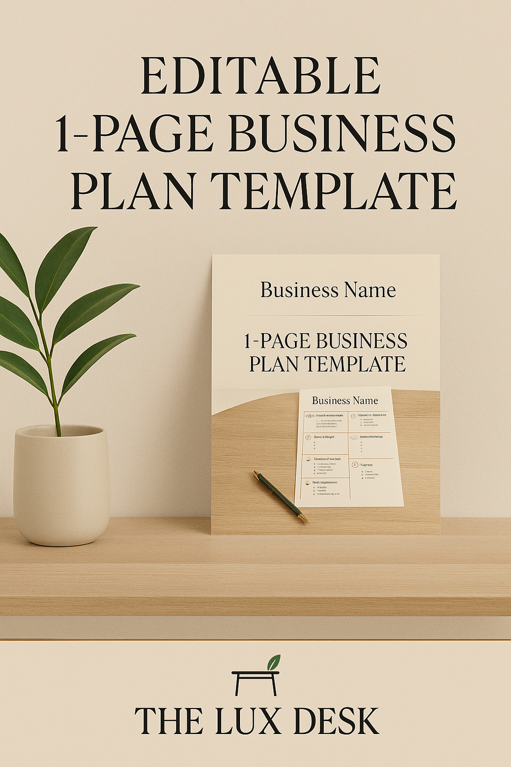 Editable 1-Page Business Plan Template | Luxury Canva Template for ...