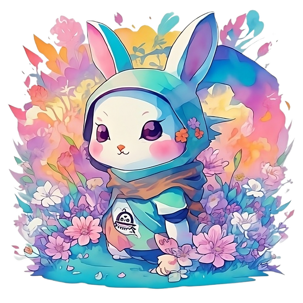 Whimsical Bunny in a Floral Wonderland