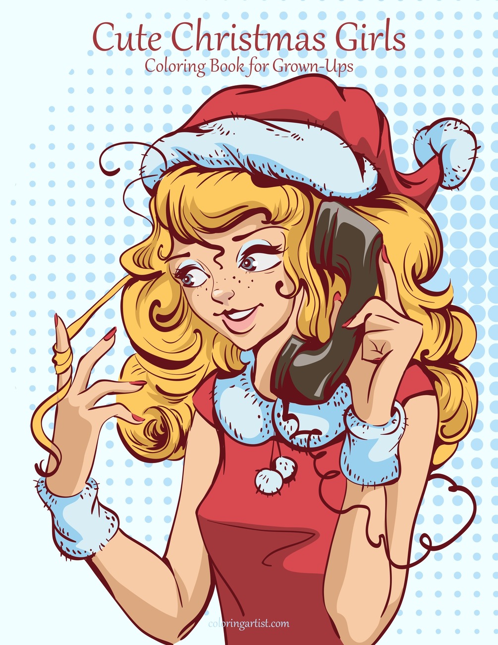 Cute Christmas Girls Coloring Book for Grown-Ups 1