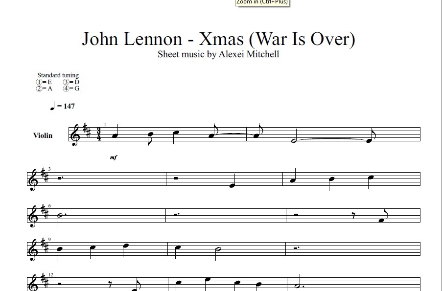 John Lennon - Xmas (War is Over Music Sheet)