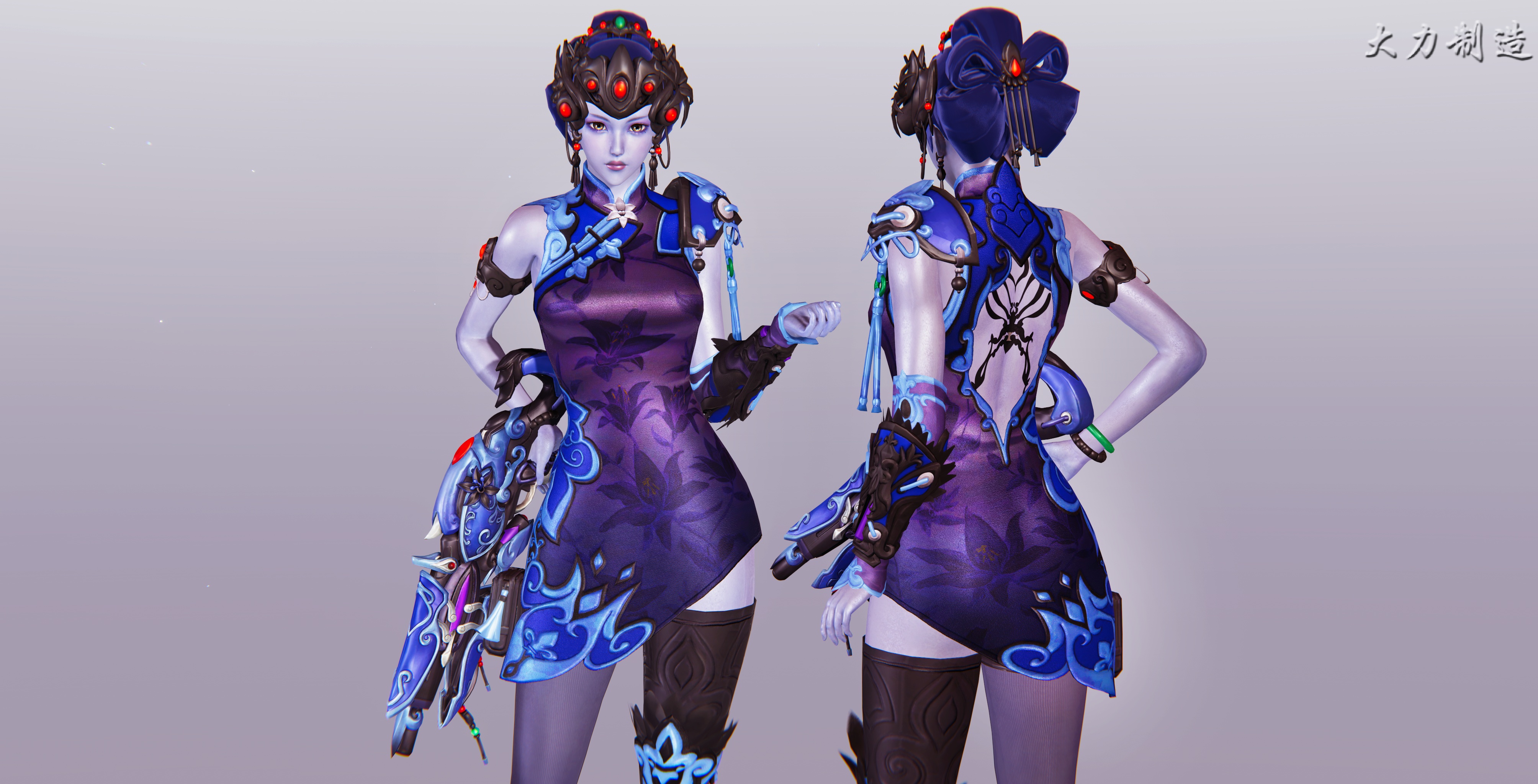 060 - HS2（HoneySelect2）+AI（AI-Syoujyo）MOD 通用-旗袍黑百合