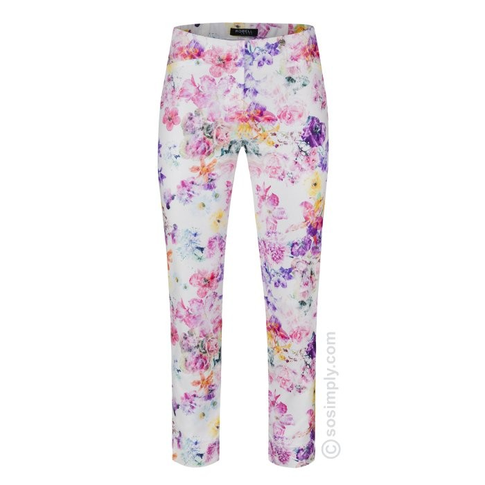 Robell Rose 09 Floral Print Ankle Grazer Trouser