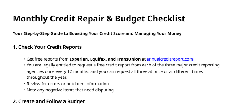 Sanders Financial Services- Credit Repair Starter ToolKit