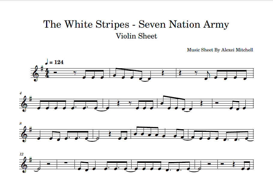 The White Stripes Seven Nation Army Violin Sheet