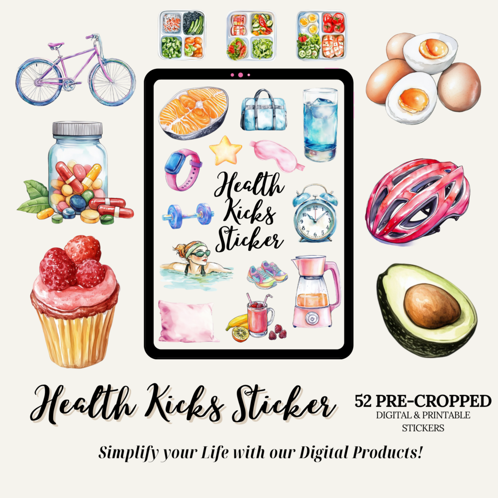 Digital Health Kick Sticker, Wellness Sticker, Aesthetic Stickers ...