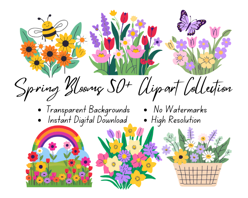 Spring Blooms 50+ Clipart Collection | High-Resolution Digital ...