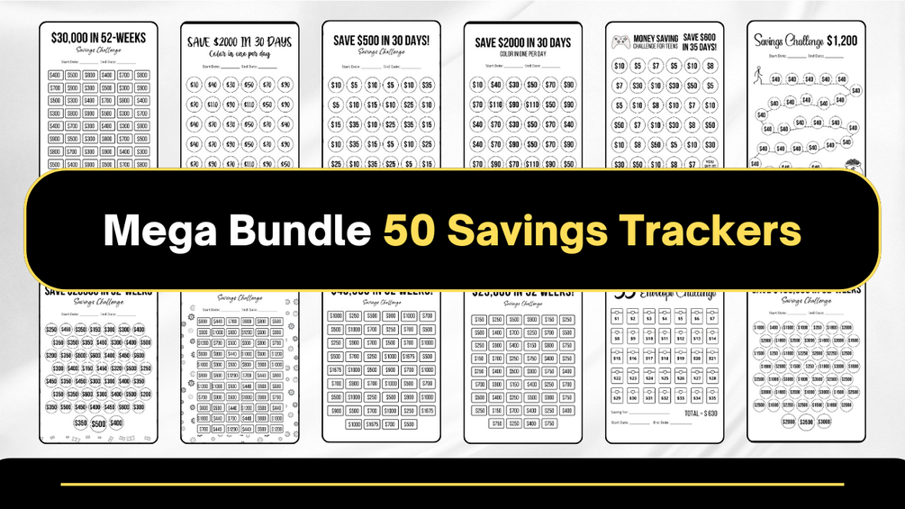 Money Saving Challenge - Mega Bundle 50 Savings Trackers
