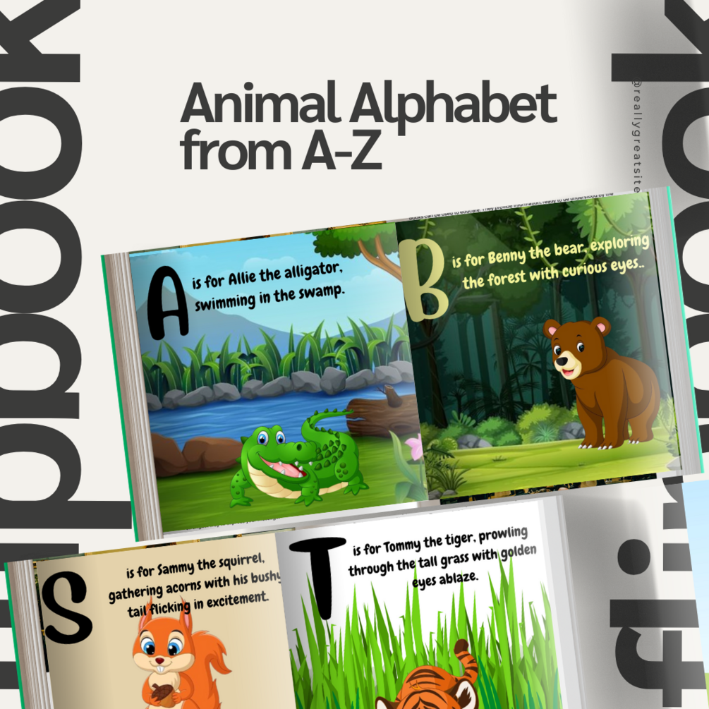 Animal Alphabet Adventure Printable Flipbook
