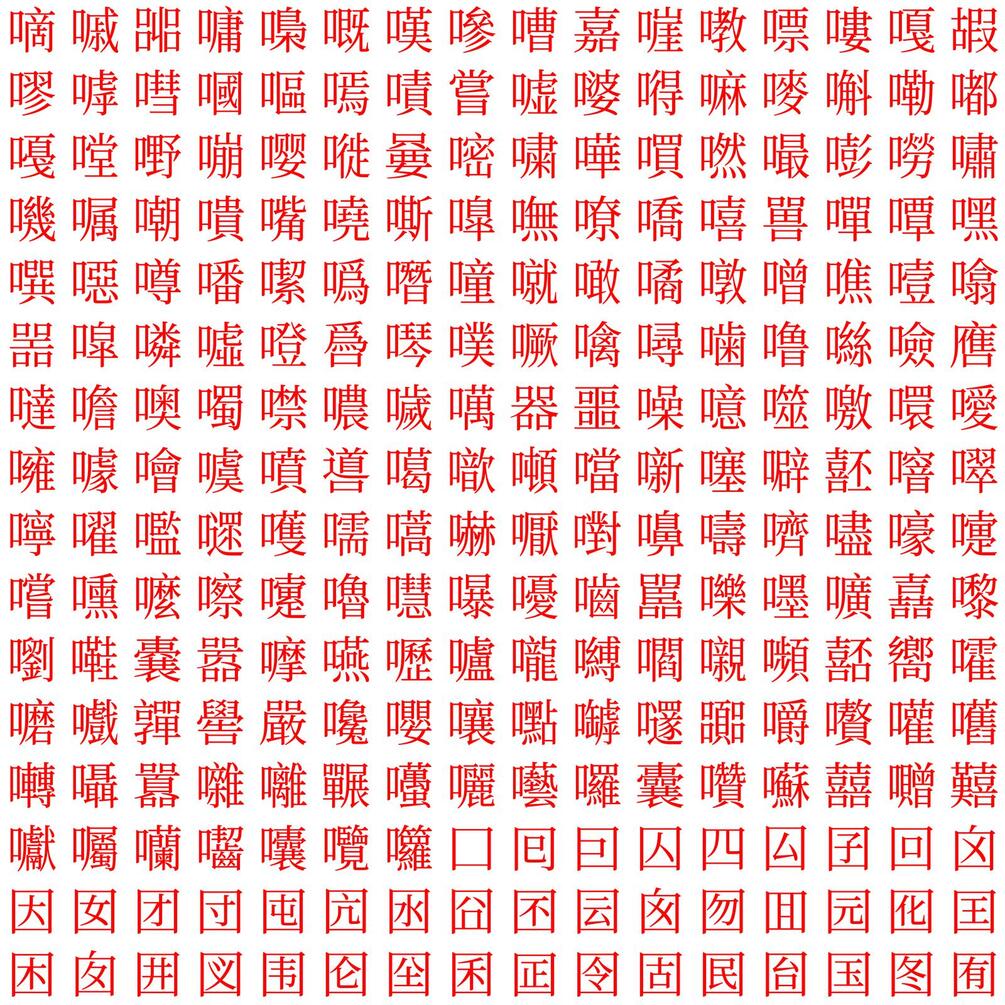Unicode CJK 5600-56ff, 256 letters, BLEND file for 3d