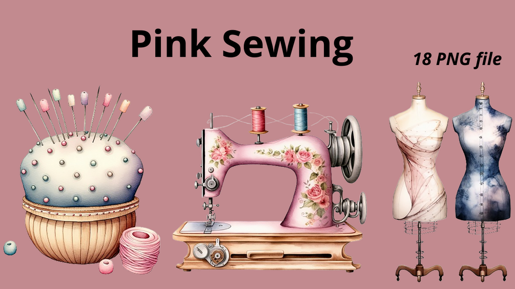 Pink Sewing PNG Sublimation Clipart
