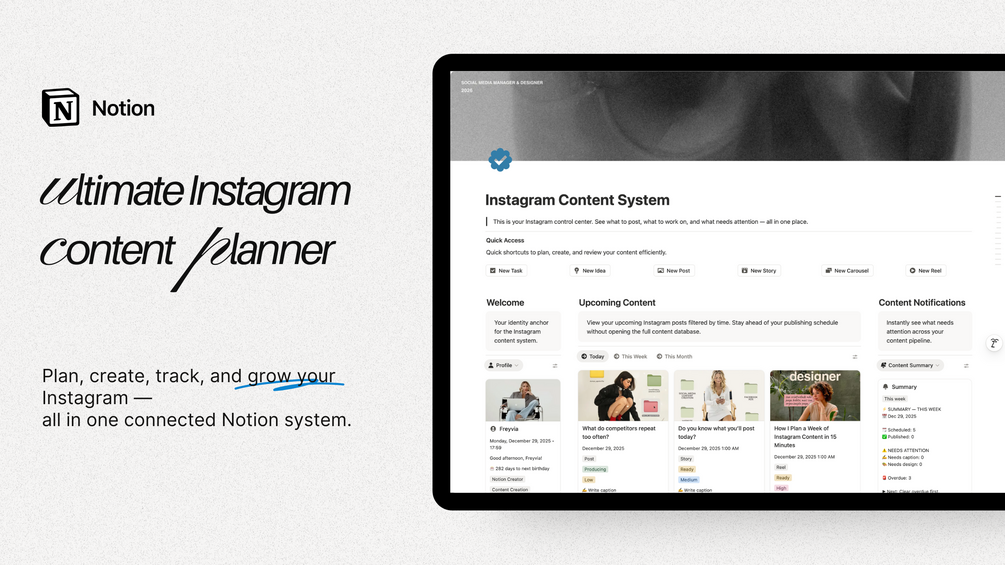 Notion Template Instagram Content Planner