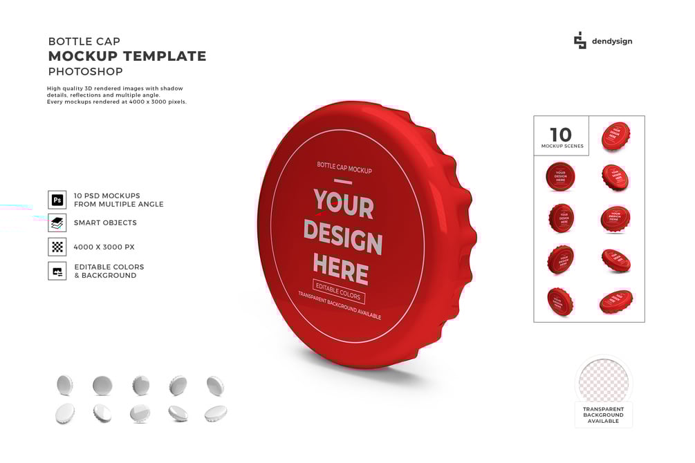 Bottle Cap Mockup Template Set