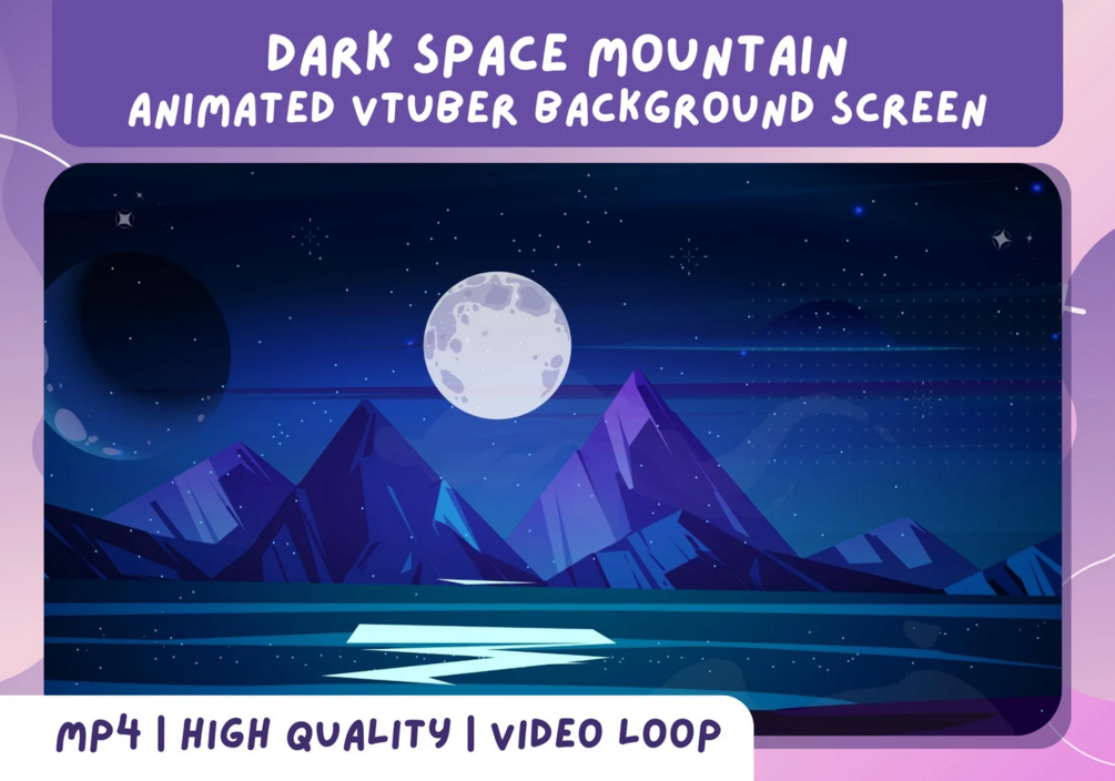 Animated Vtuber Background Screen- Dark Space Mountain
