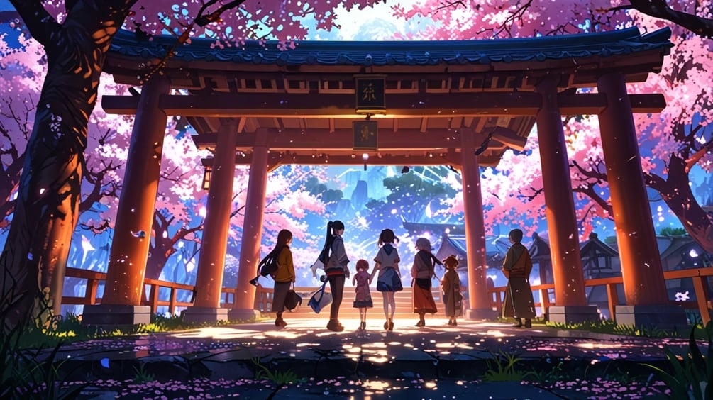 Anime Shrine Scene Calm Night 🌙