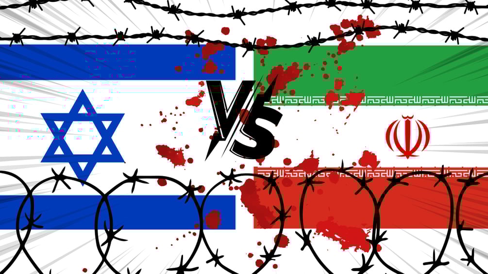 Israel vs Iran war vector Illustration 2 concept