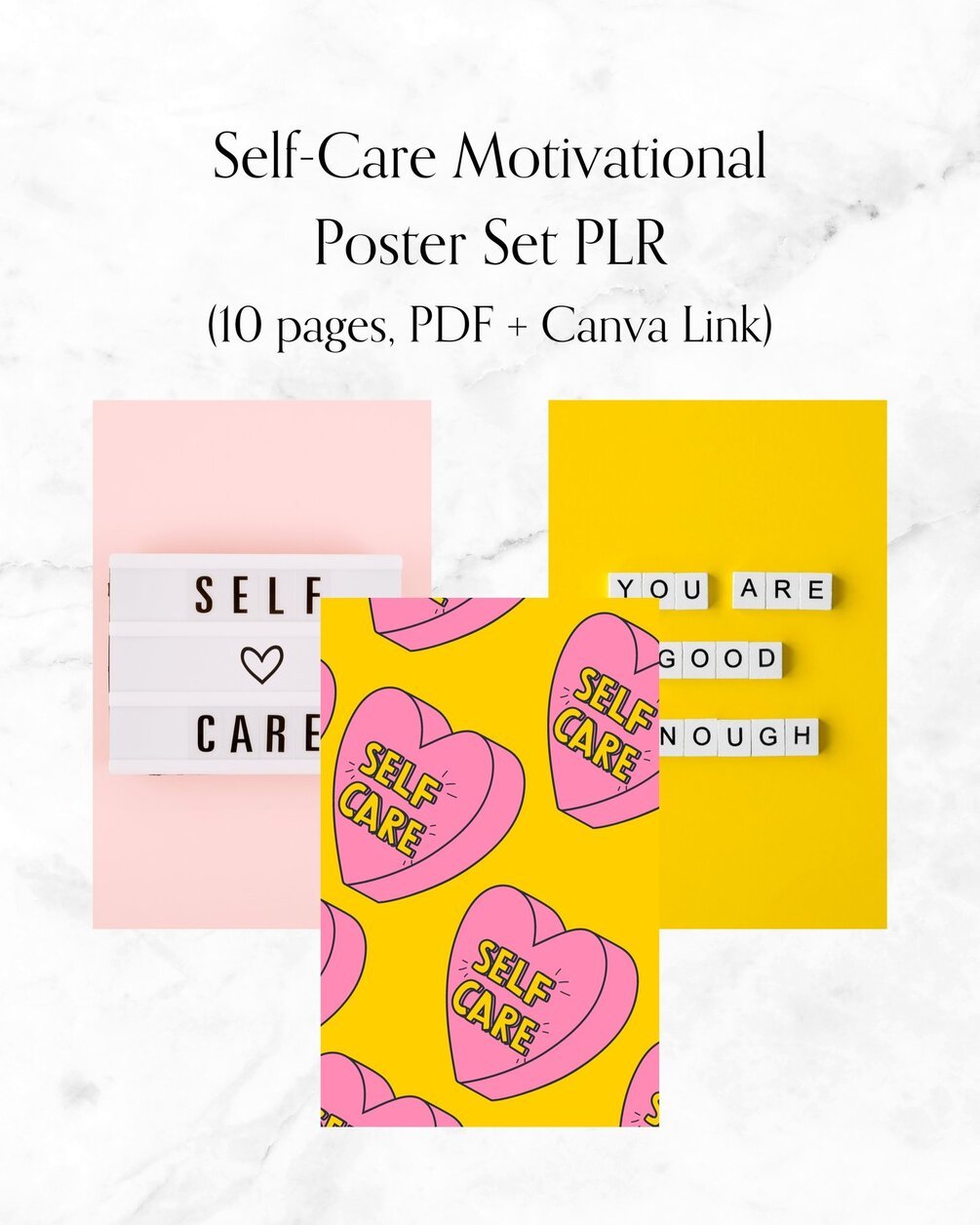 Self-Care Motivational Poster Set PLR