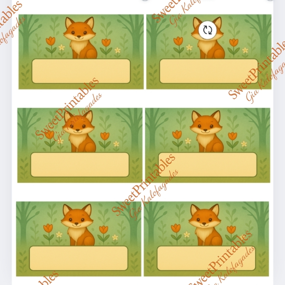 Woodland Fox Buffet Cards – Printable Table Labels