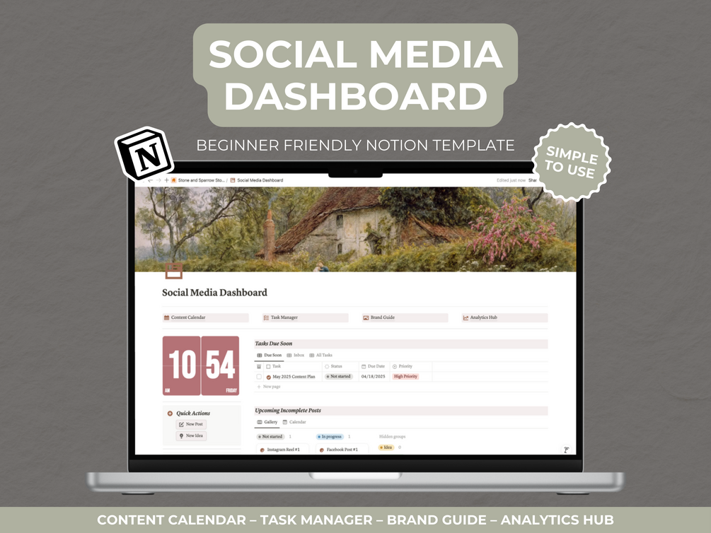 Social Media Planner Notion Template Content Calendar Task Manager
