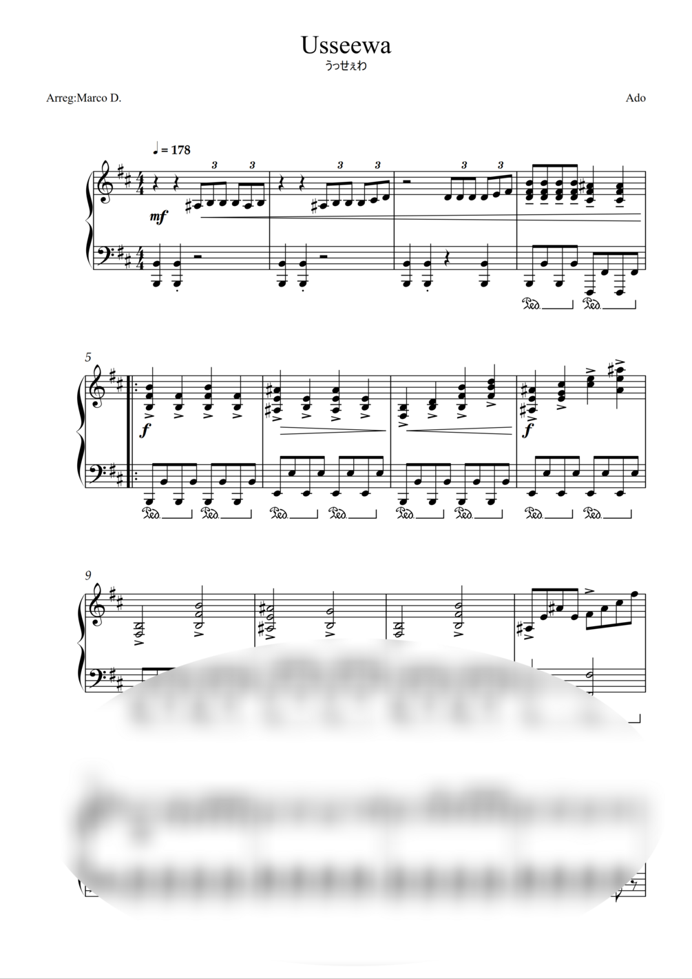 Usseewa うっせぇわ / Ado SHEET + MIDI