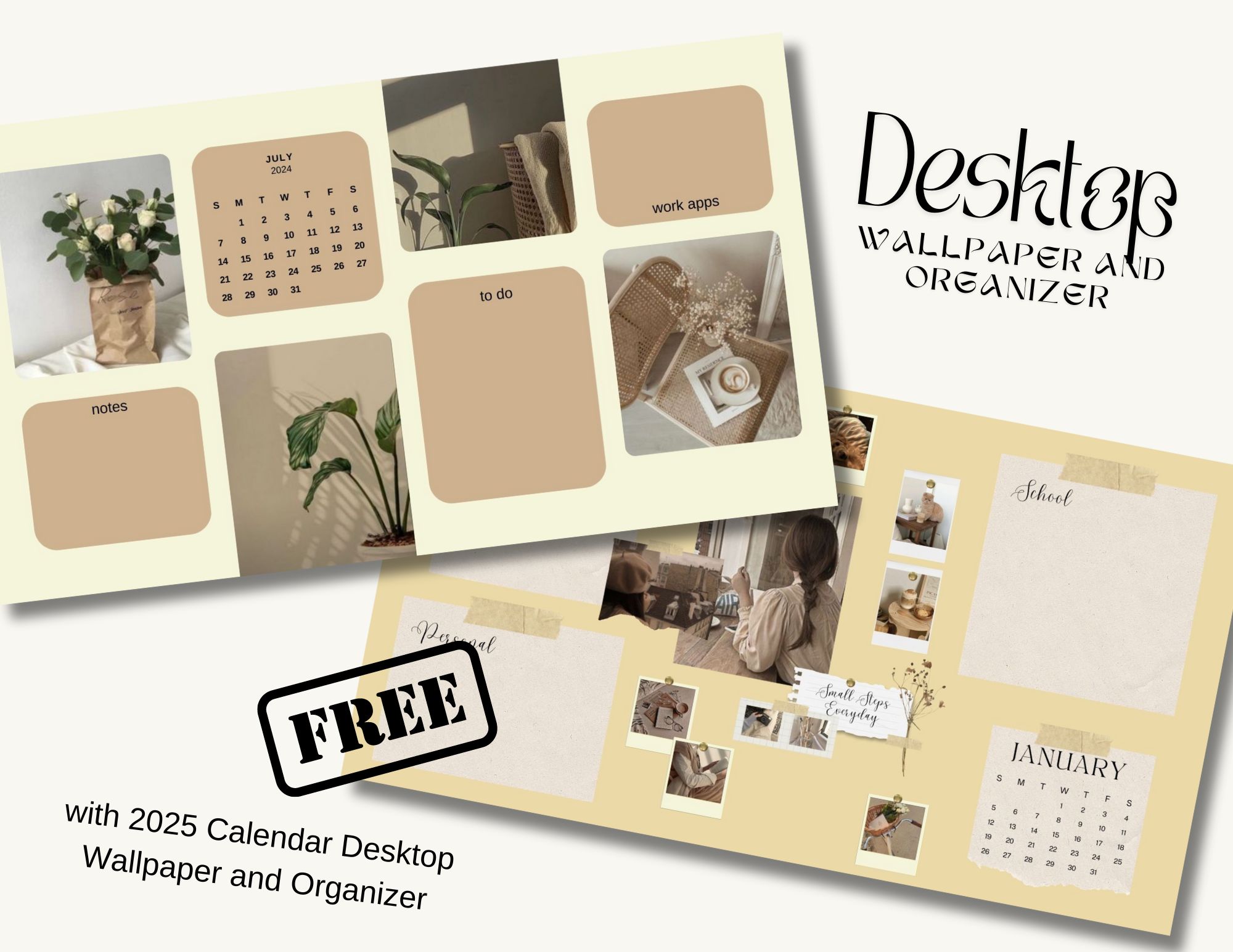 Desktop Wallpaper and Organizer (2024 and 2025 Calendar)