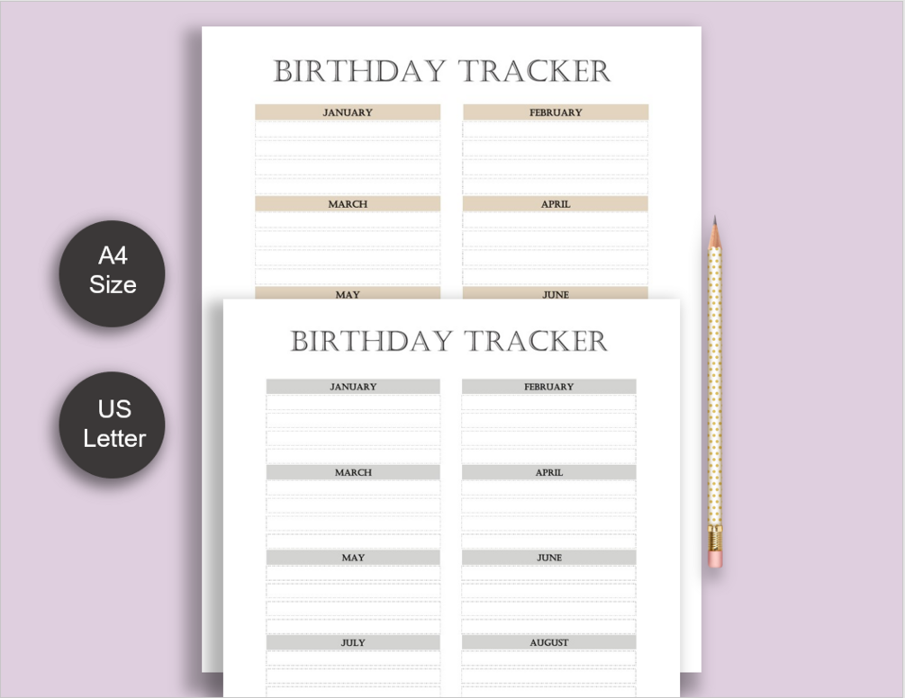 Printable Birthday Tracker, Birthday List, Remember Birthday, Birthday ...