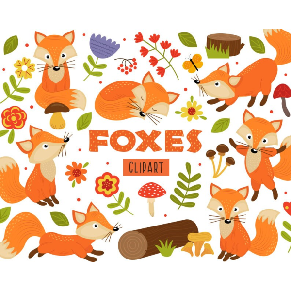 Fox svg Fox clipart Forest clipart Woodland nursery Tree clipart ...