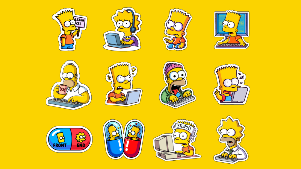 12 x The Simpsons Fan Stickers: IT Template for Print (PDF + SVG/PNG Files)