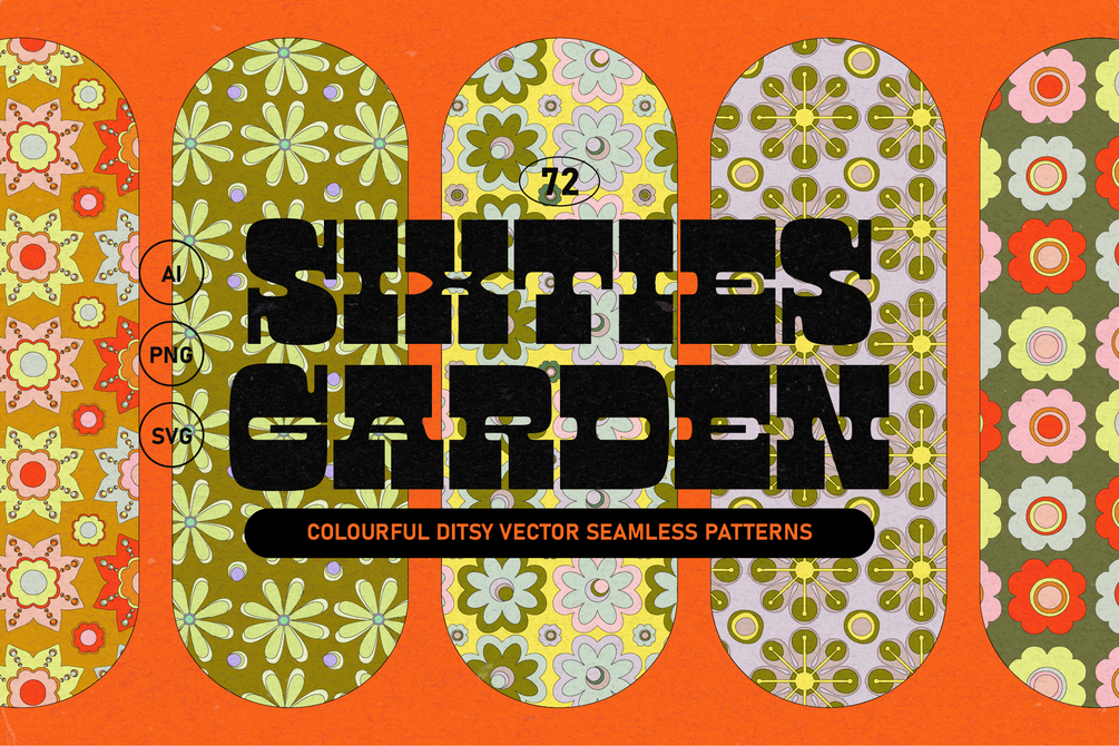 60s Vector Floral Patterns