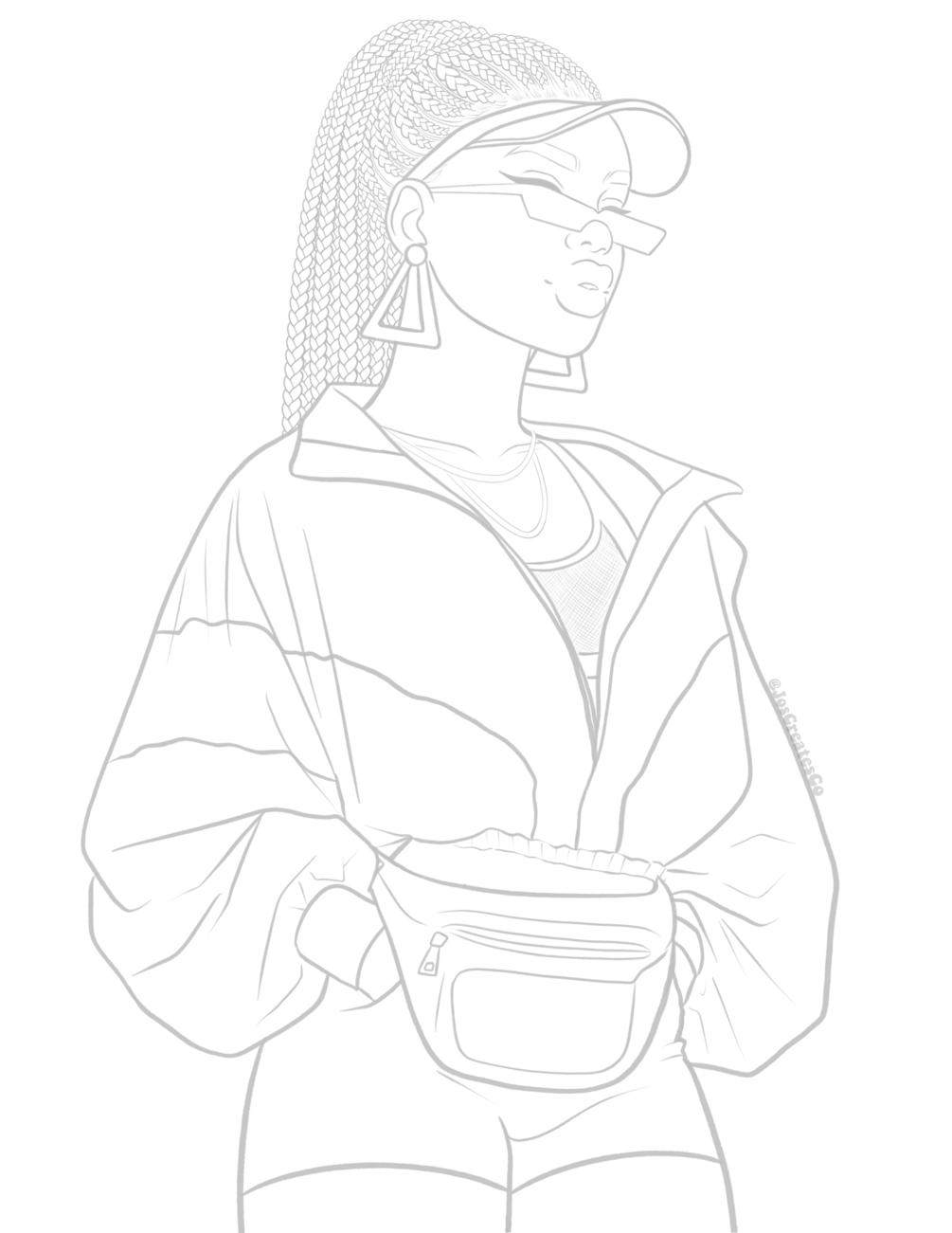 90s Full Body Coloring Page 3