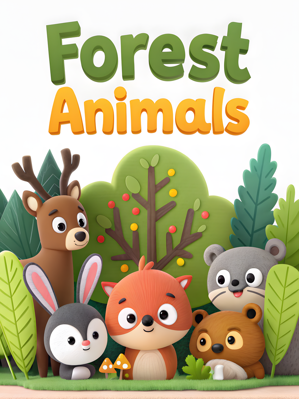 3D Forest Animal Flashcards for Kids