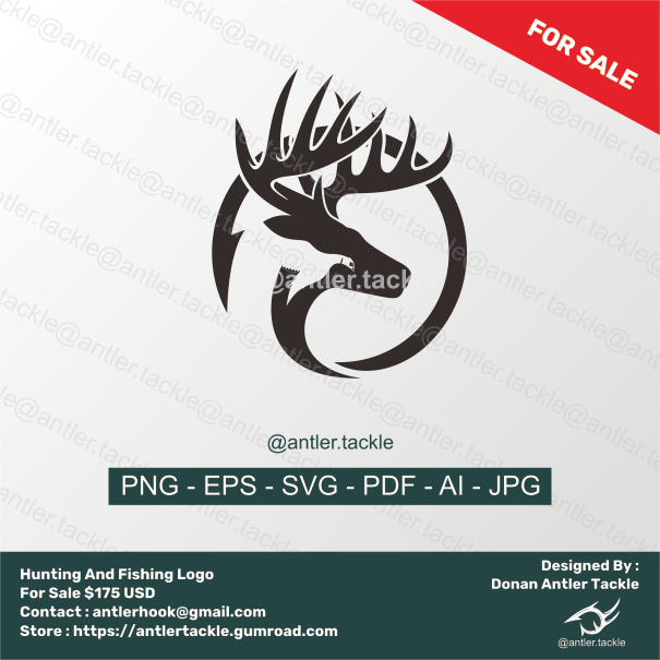 Deer Head Antler Pheasant Hunting Logo Designed By Donan Antler Tackle