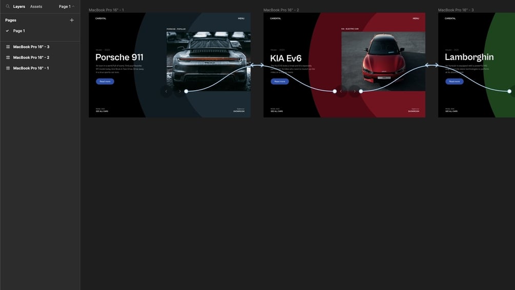 Showroom Website Transition in Figma